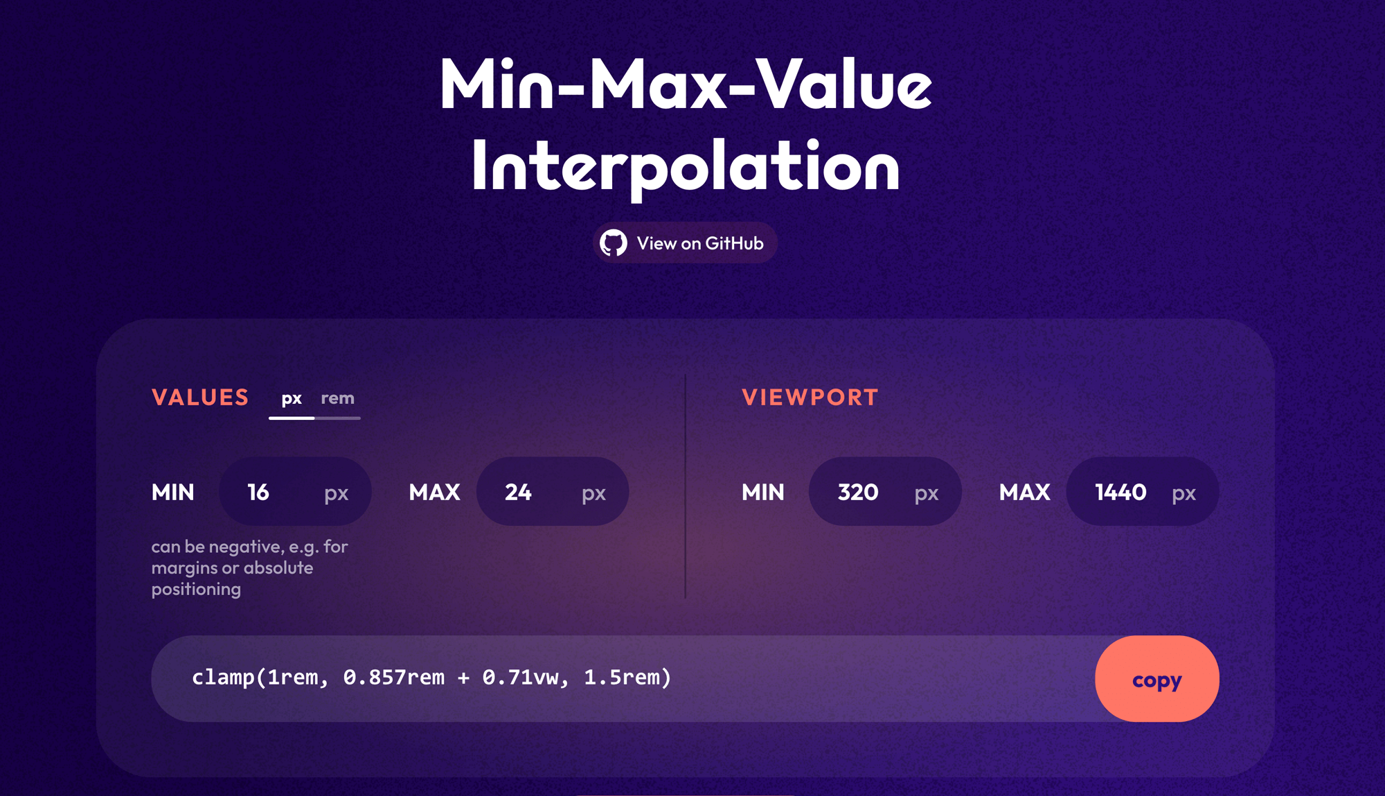 screenshot of min max value interpolation